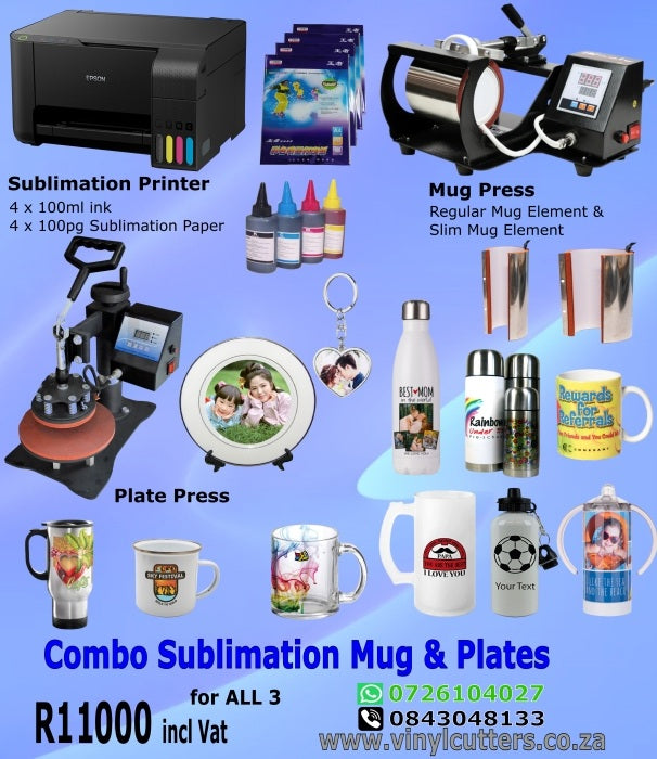 Combo Sublimation Printer with Mug & Plate Press– Vinyl Cutters